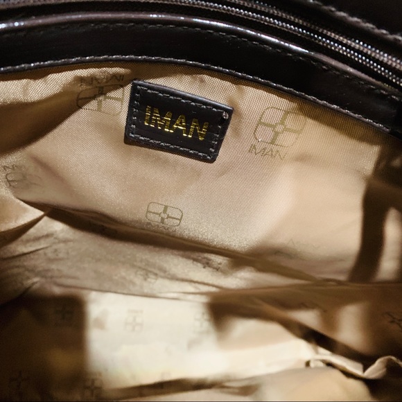 IMAN | Bags | Iman Brown Deep Tote Gold Hardware Patent Leather | Poshmark